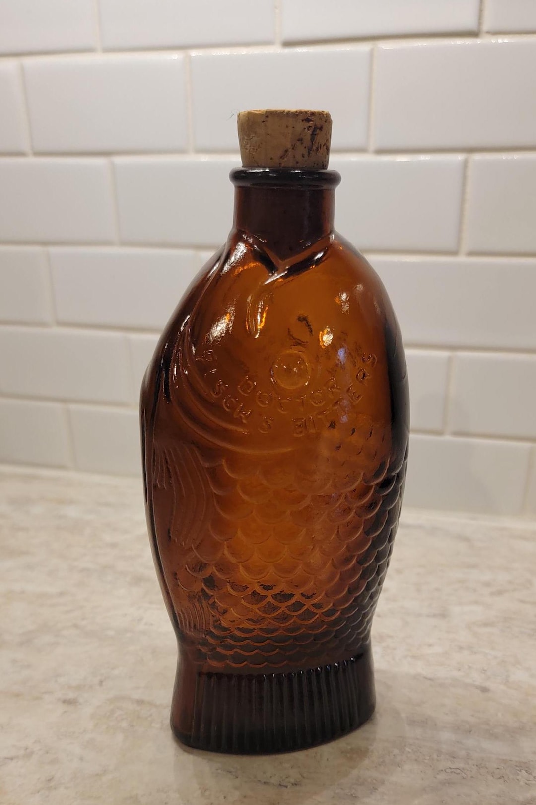Vintage Dr Fischs Bitters Amber Glass Fish Bottle, Vintage Amber Bottle ...