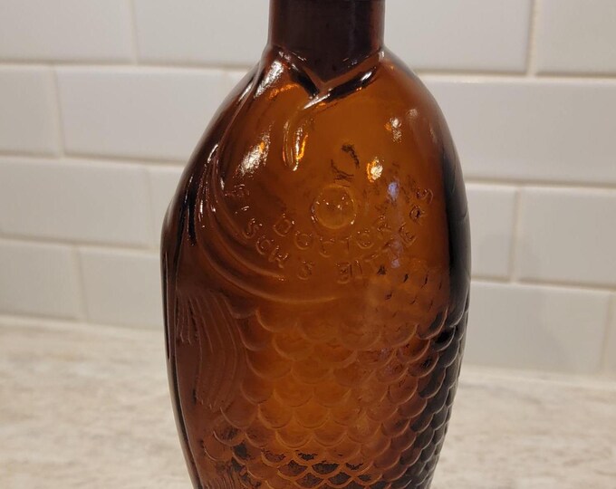 Vintage Dr Fischs Bitters Amber Glass Fish Bottle, Vintage Amber Bottle ...