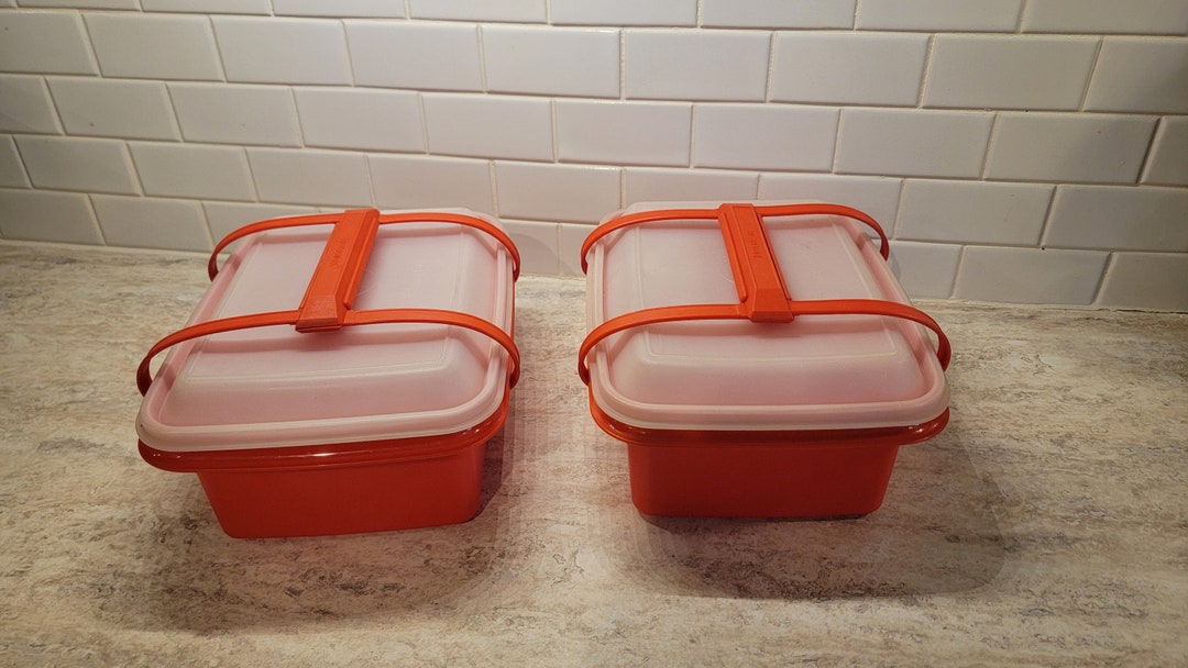 Vintage Tupperware Lunch Box Pak N Carry Orange Plastic Food Storage ...