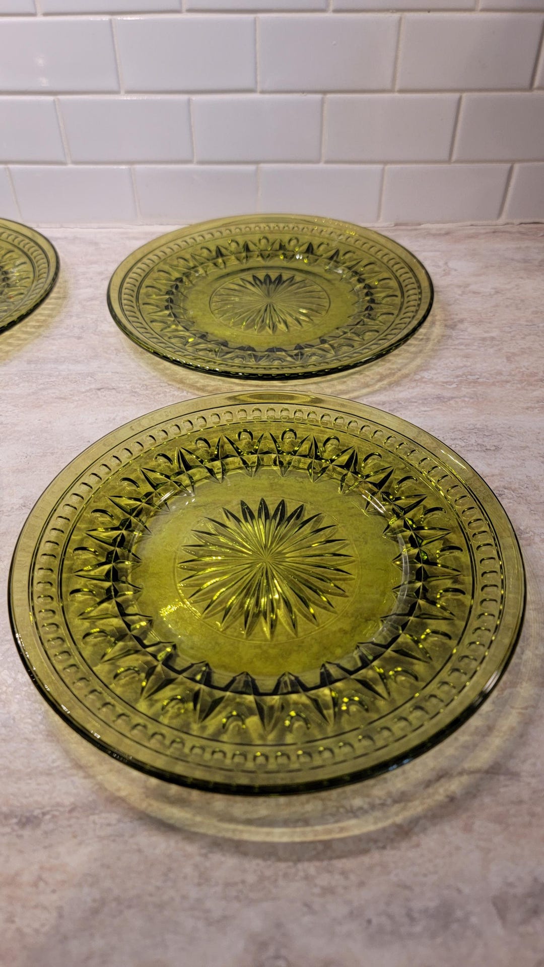 Vintage Indiana Glass Colony Park Green Plates, Set of 4, Indiana Glass ...