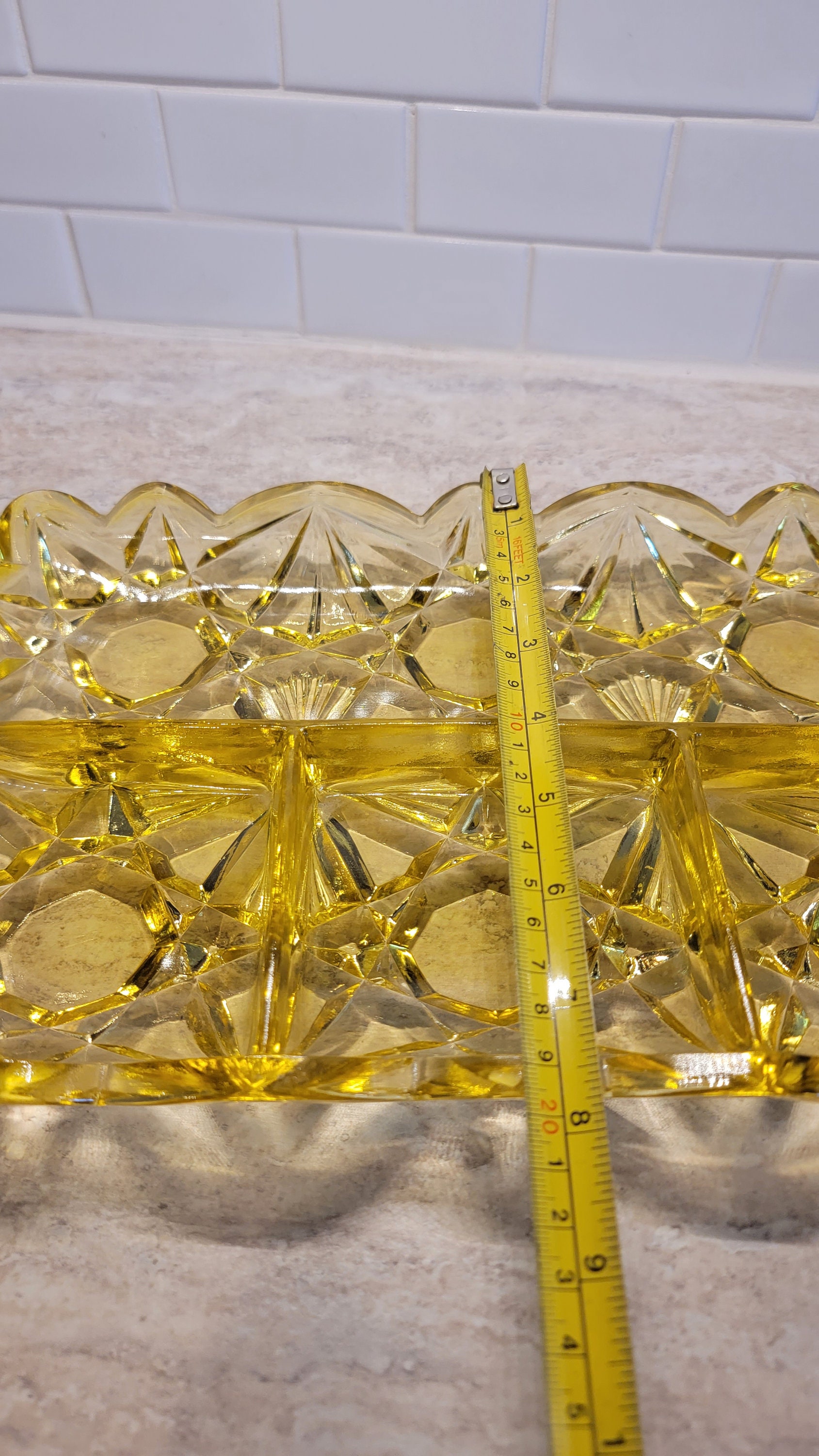 Vintage Tiffins Williamsburg Uranium Glass Dish Divided Chips and Dip ...