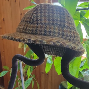 Vintage Mens Tweed Hat, Deerstalker Double Brim, Houndstooth Wool Hat ...
