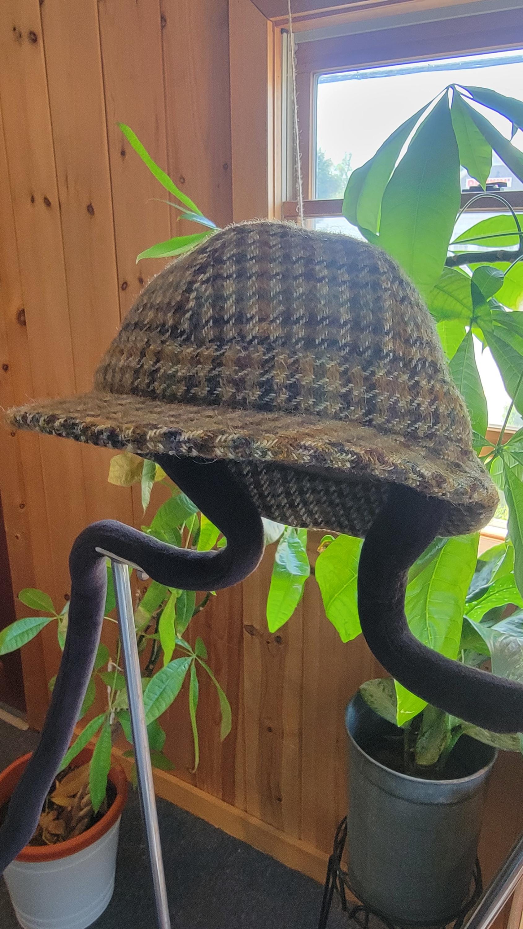 Vintage Mens Tweed Hat, Deerstalker Double Brim, Houndstooth Wool Hat ...