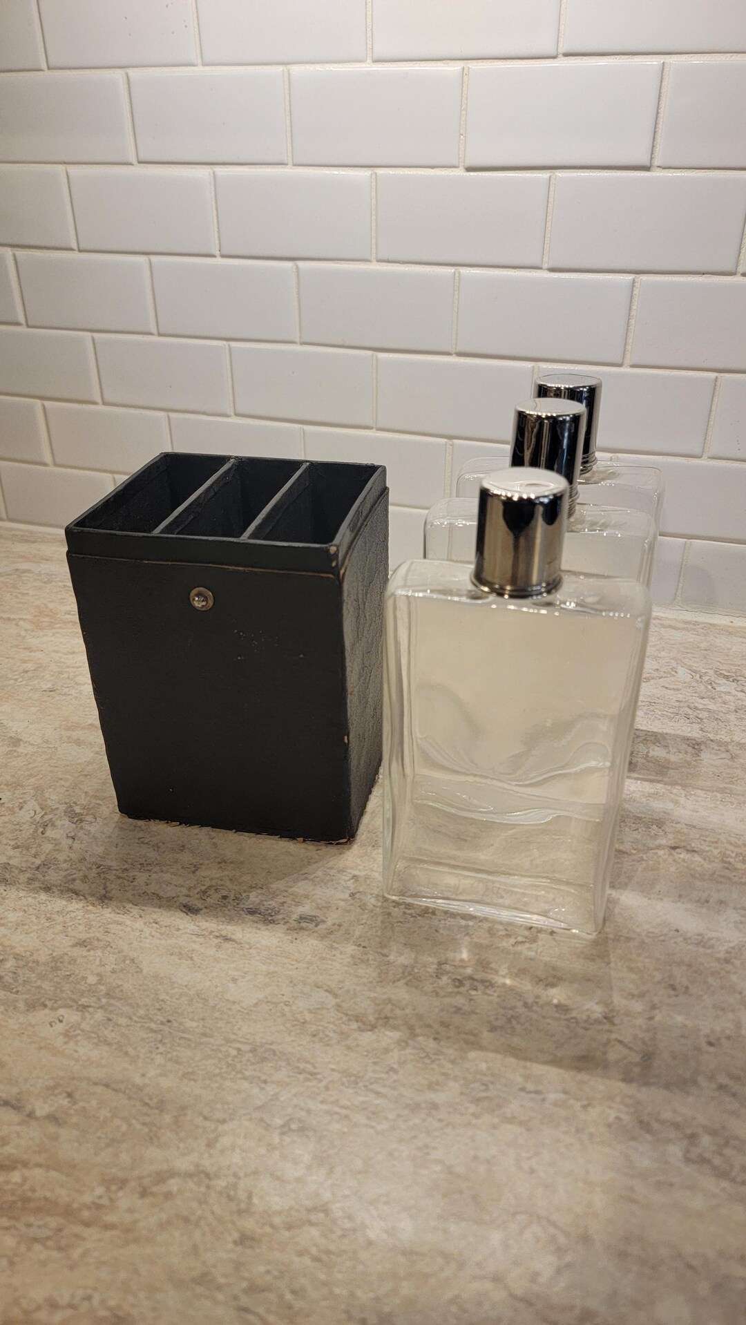 Vintage Art Deco Liquor Bottle Case, Whiskey Bottles With Leather ...