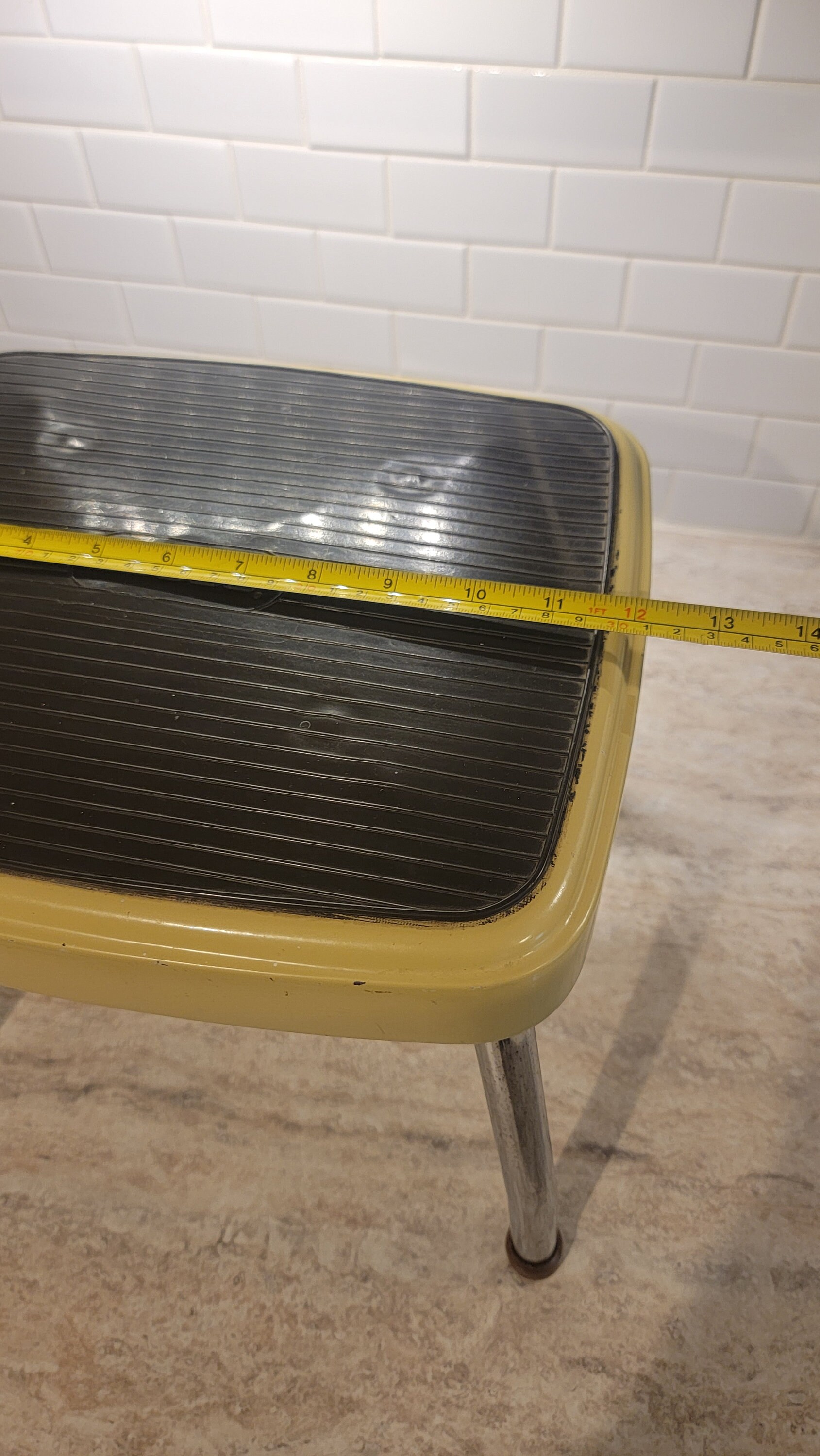 Vintage Mid Century Yellow Cosco Metal Kitchen Stepstool With Chrome ...