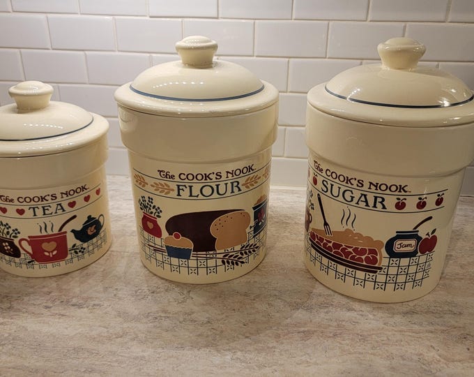 Vintage Treasure Craft USA Ceramic the Cook's Nook Canister Jar Set of ...