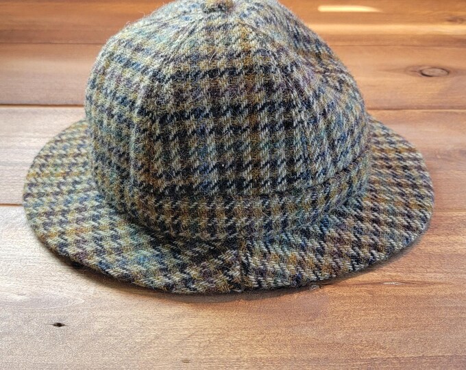 Vintage Mens Tweed Hat, Deerstalker Double Brim, Houndstooth Wool Hat ...