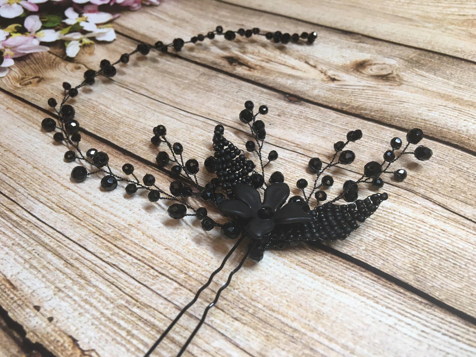 Black Wedding Hair Accessories, Black Wedding Hair Jewelry, Black ...