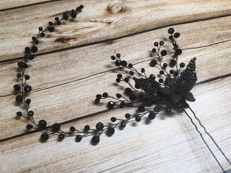 Black Wedding Hair Accessories Black Wedding Hair Jewelry - Etsy