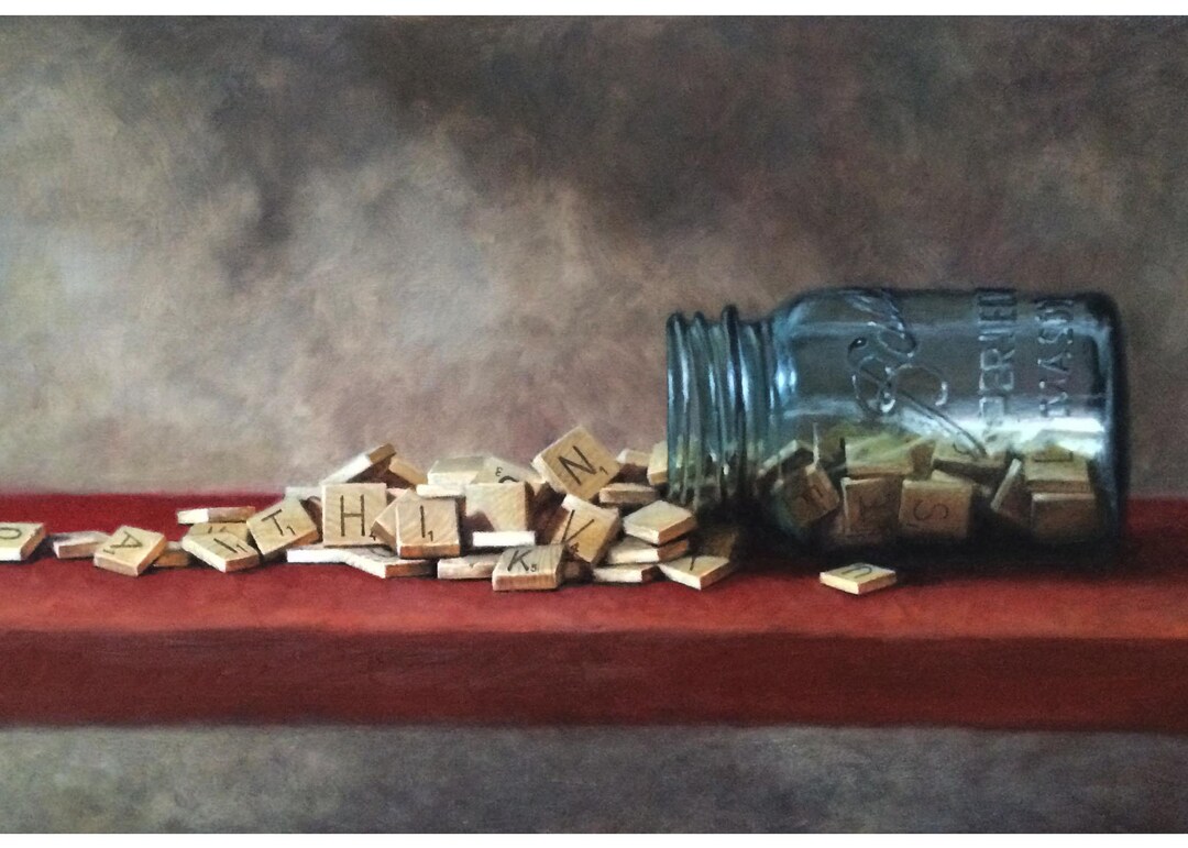 Unframed, Matted Print of scrabble Chips Created From Original Art by ...