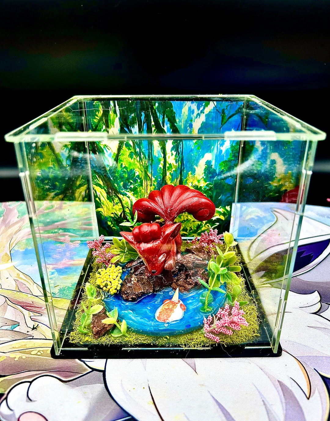 Vulpix With Goldeen Display Case Pokemon Terrarium / Diorama - Etsy
