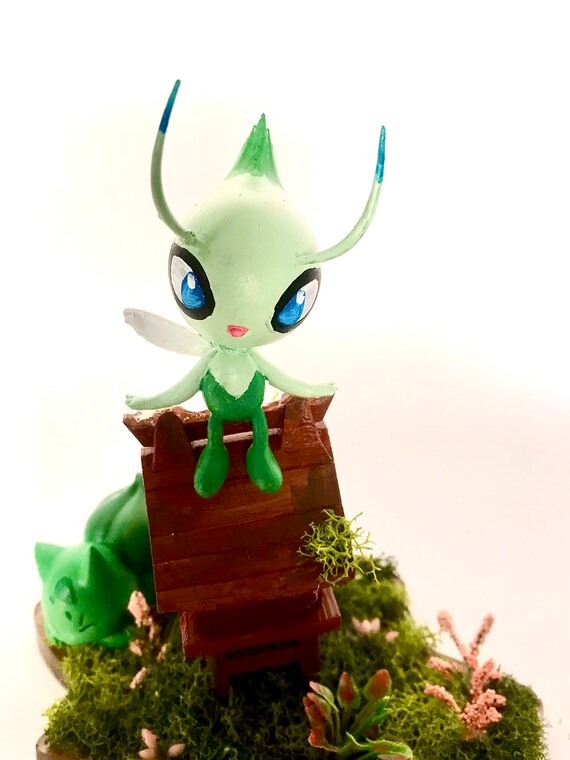 Custom Pokemon Celebi Sitting on Shrine Next to a Sleeping - Etsy UK