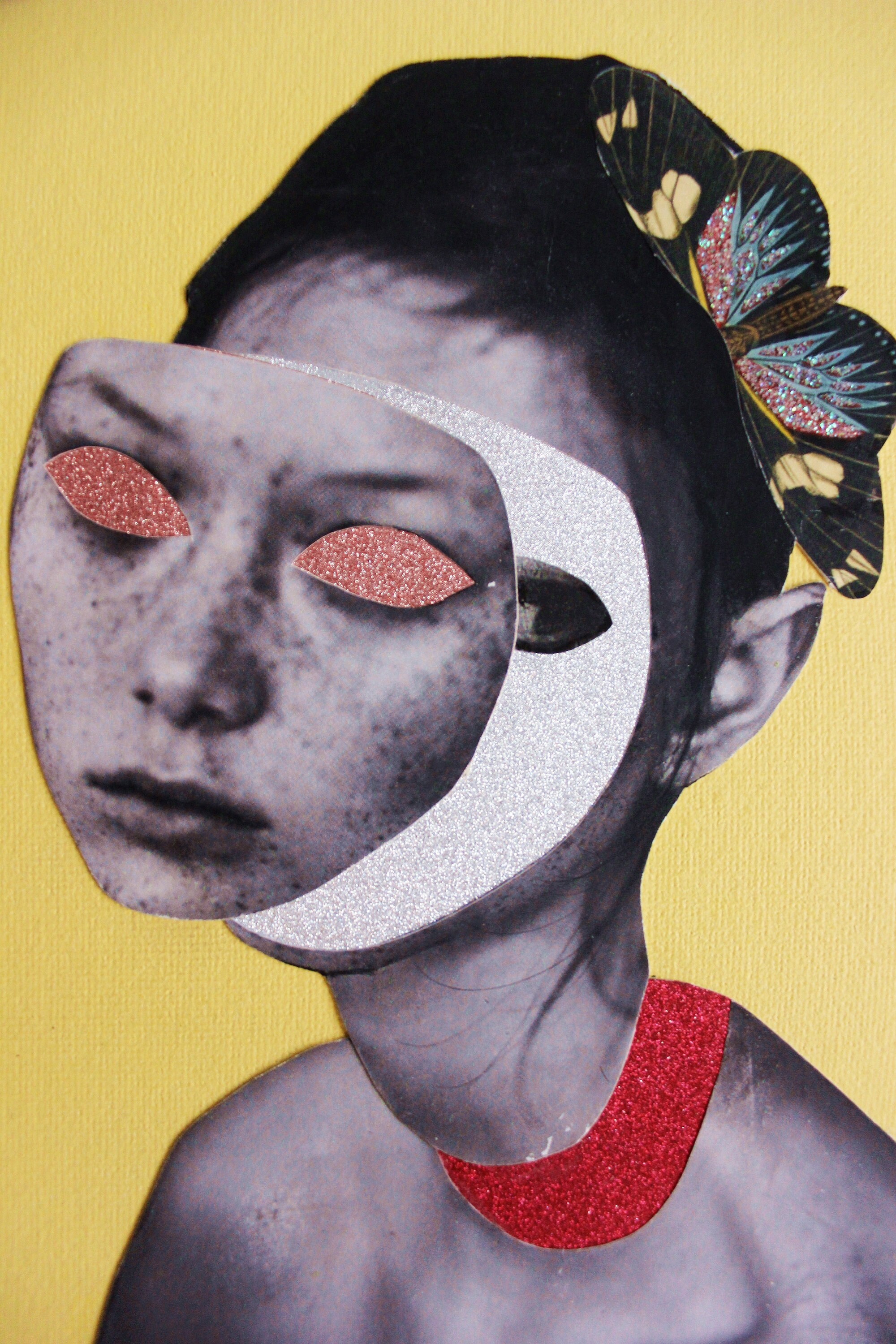 Analog Collage on Tablet. Original Art in Mixed Technique, Unique Work ...