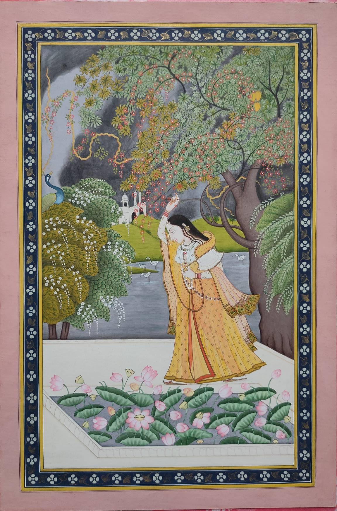 Indian Miniature Kangra Pahari Nayika Original Painting ,pahari ...