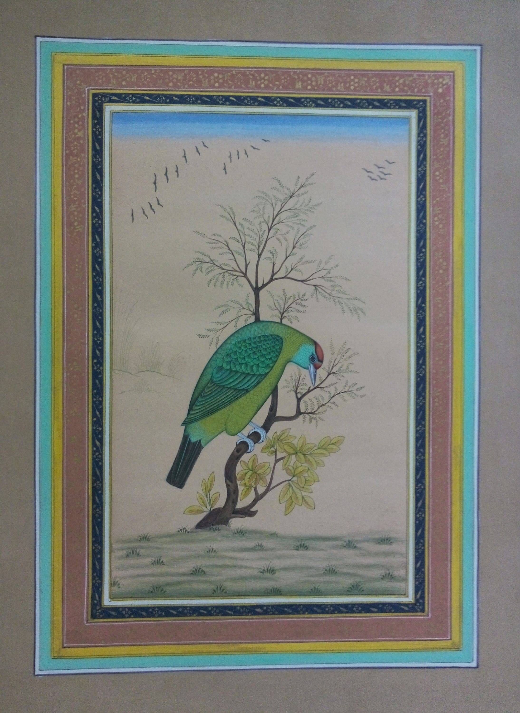 Indian Bird Painting, Mughal Style Wildlife Art, Fine Brushstrokes - Etsy