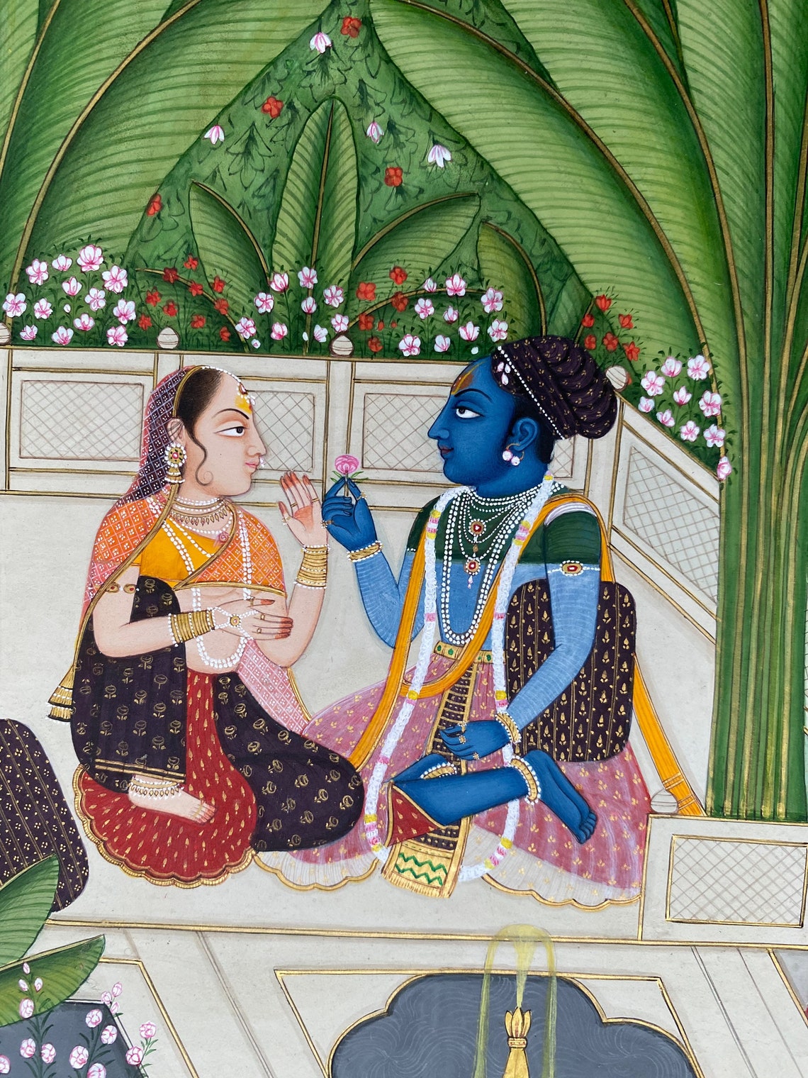 Month of Chaitra Fine Indian Miniature Traditional Painting of Bundi ...