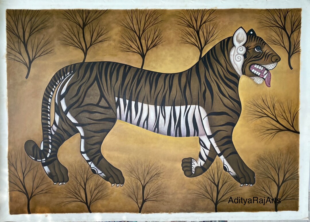 Ancient Tiger Painting, Indian Tiger Oil Painting Customised - Etsy