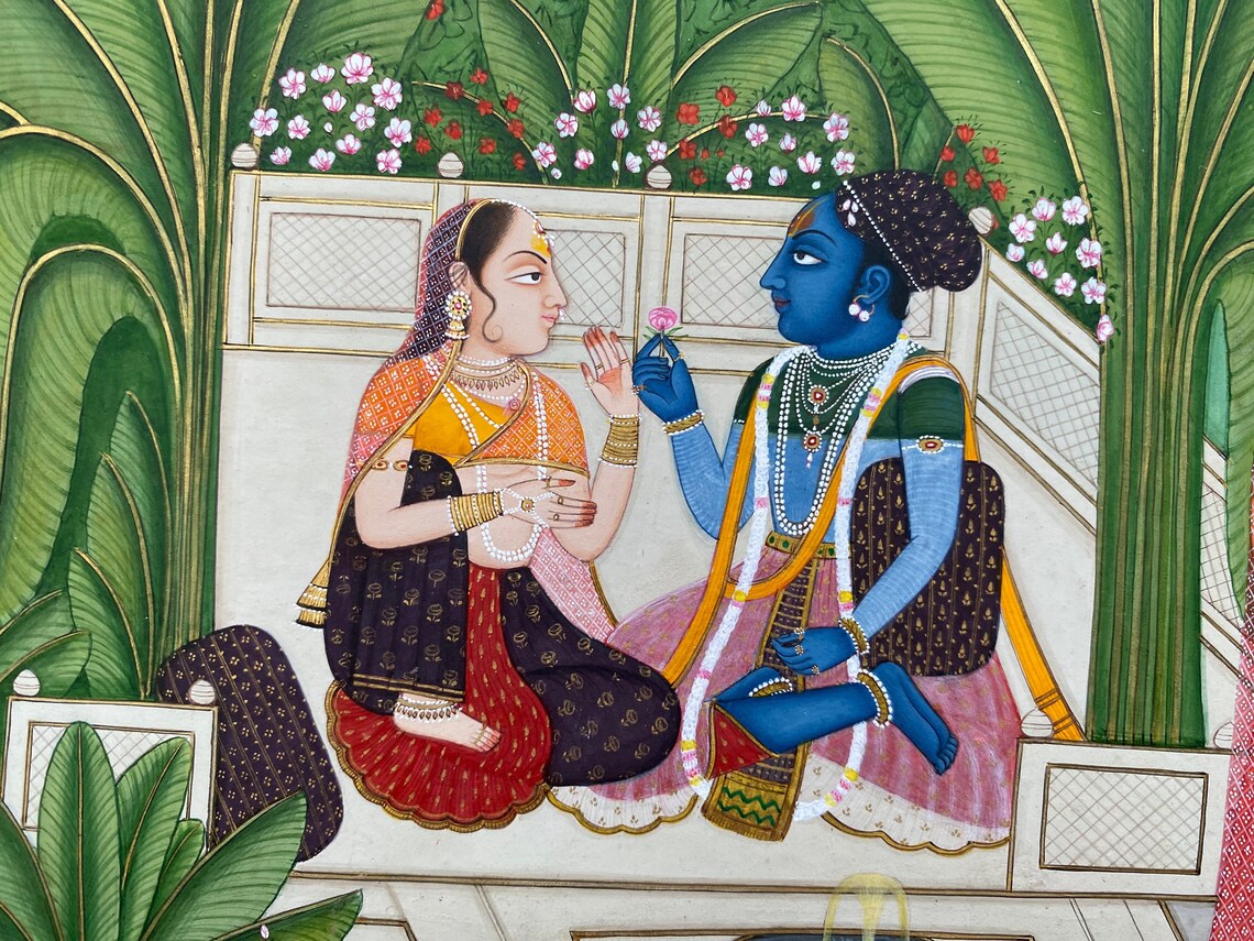 Month of Chaitra Fine Indian Miniature Traditional Painting of Bundi ...