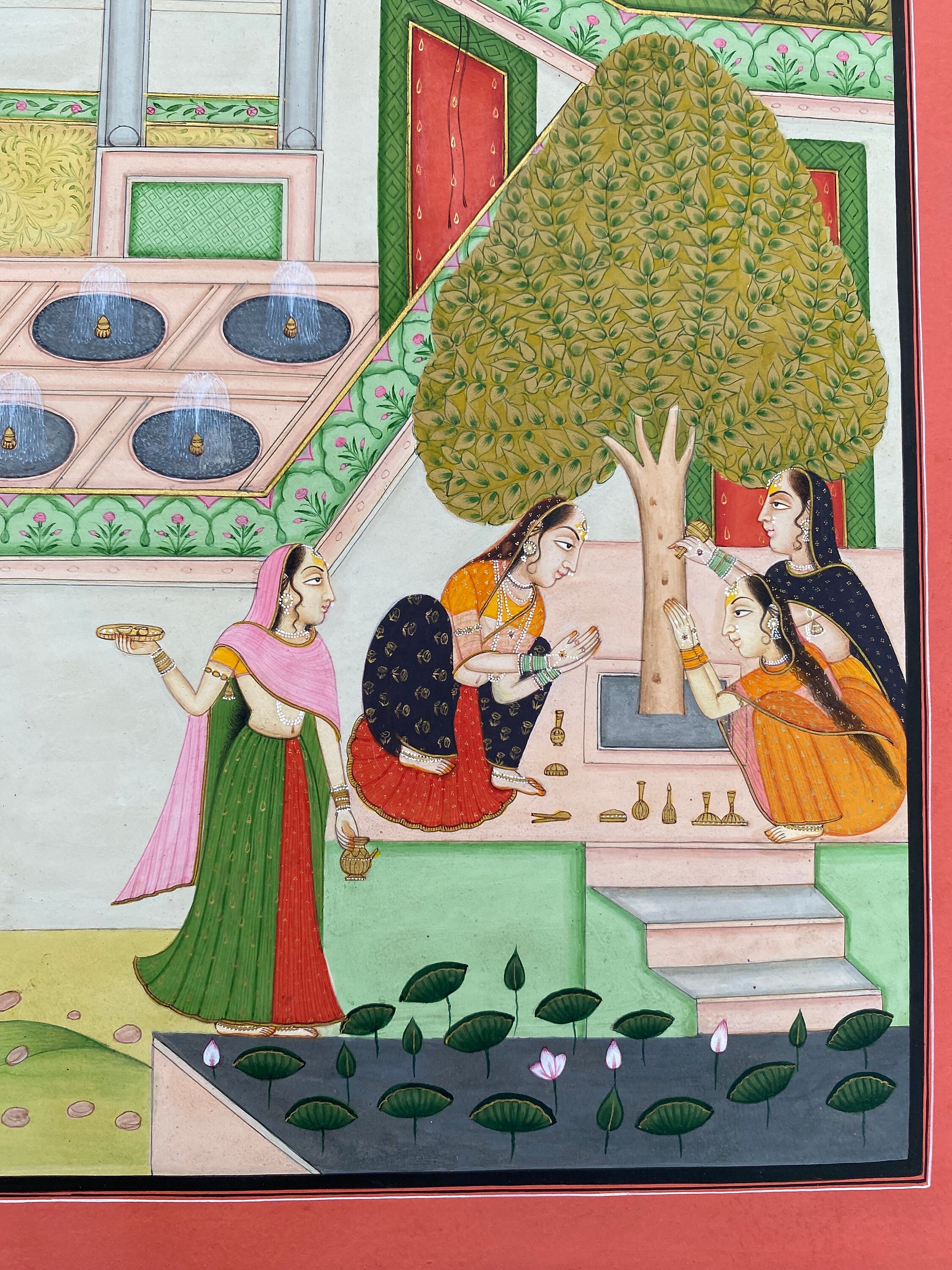 Month of Vaisakha Fine Indian Miniature Traditional Painting of Bundi ...