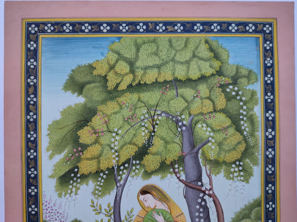 Buy Indian Miniature Kangra Pahari Nayika Original Painting ,pahari ...