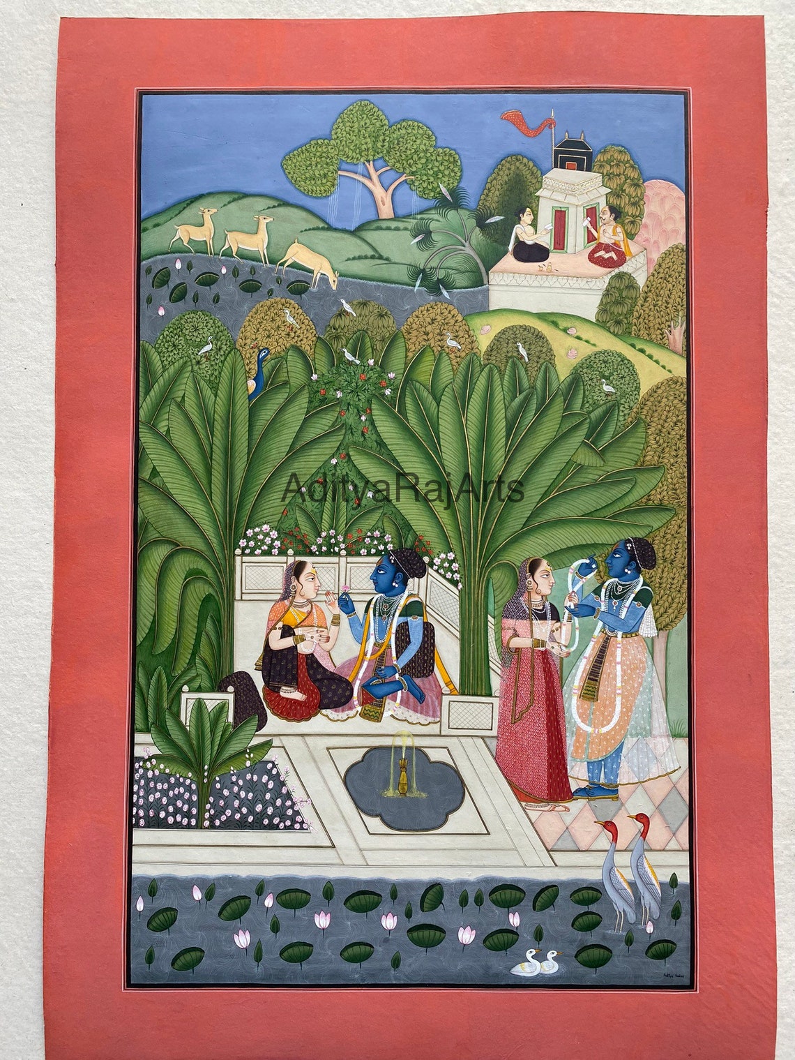 Month of Chaitra Fine Indian Miniature Traditional Painting of Bundi ...