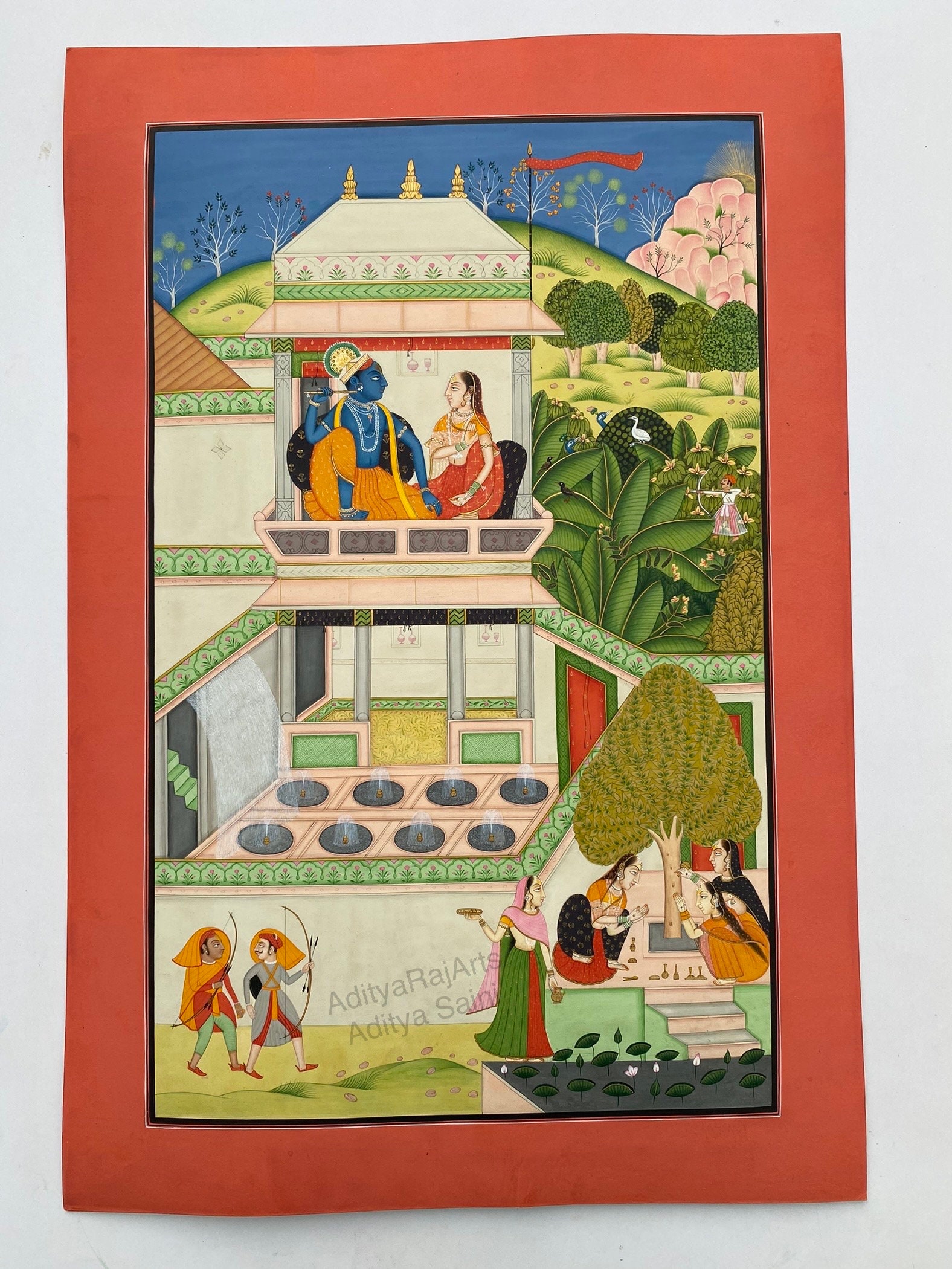 Month of Vaisakha Fine Indian Miniature Traditional Painting of Bundi ...