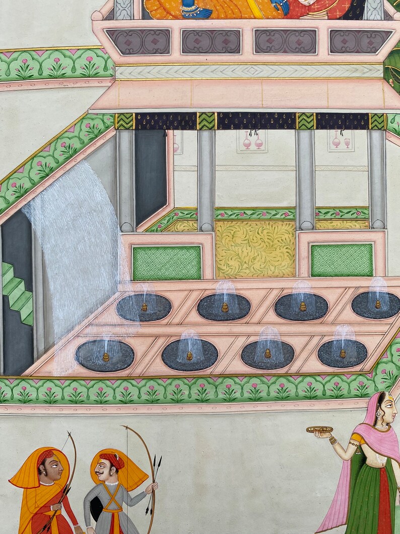 Month of Vaisakha Fine Indian Miniature Traditional Painting of Bundi ...
