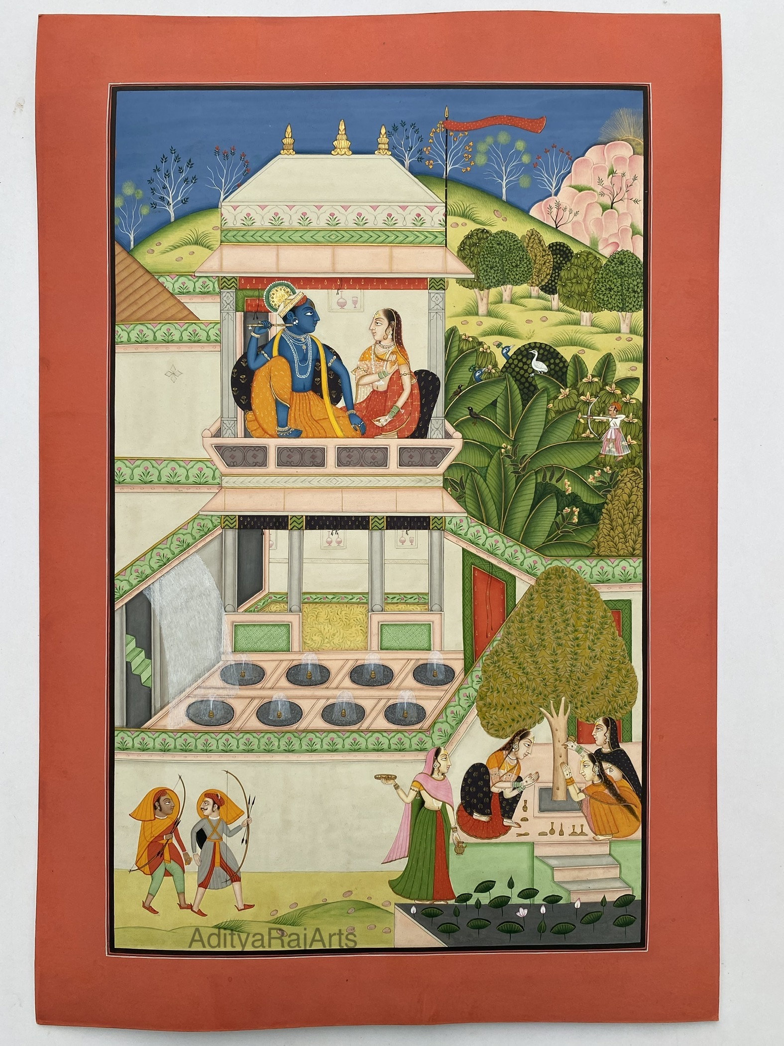 Month of Vaisakha Fine Indian Miniature Traditional Painting of Bundi ...