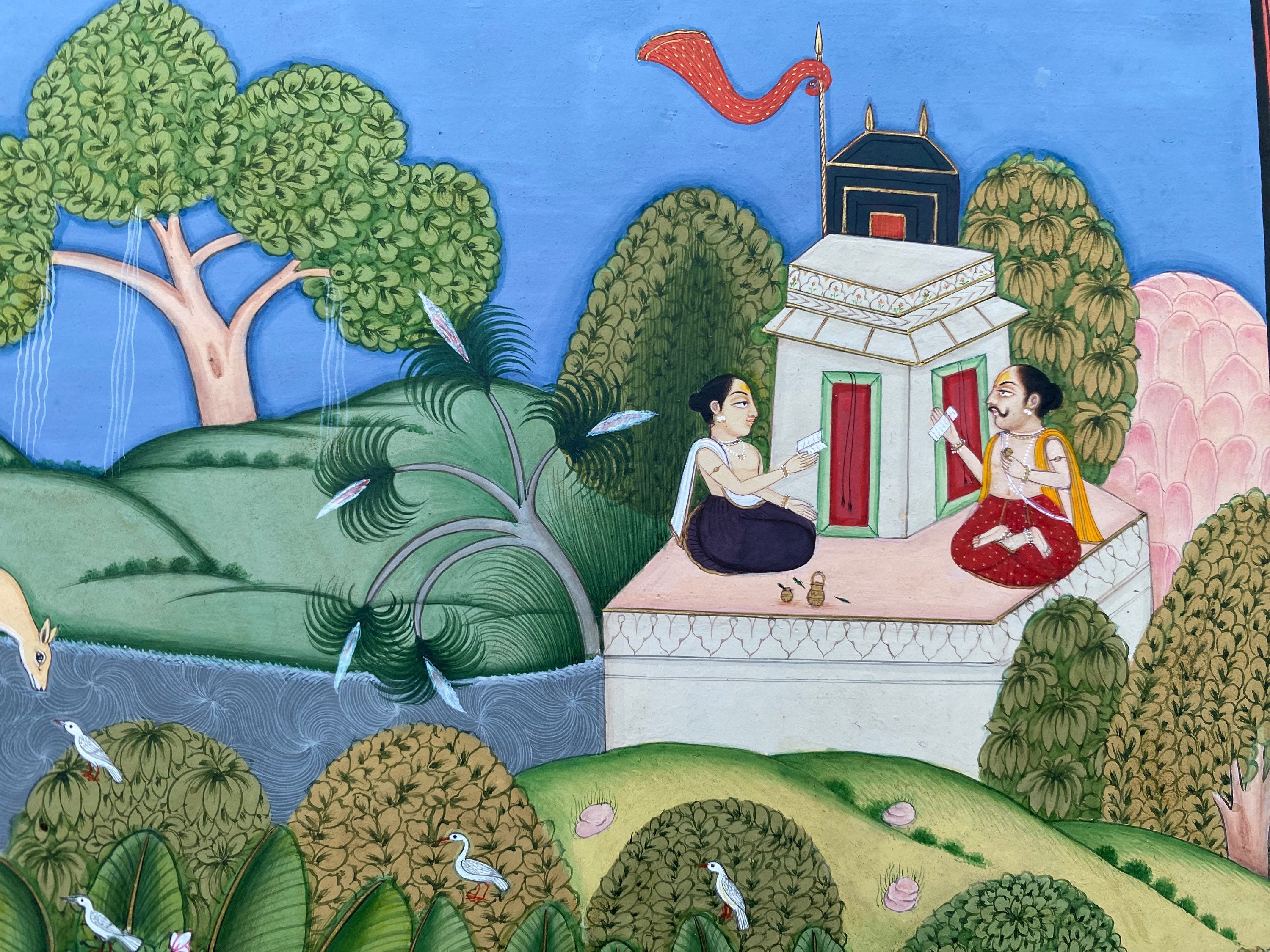 Month of Chaitra Fine Indian Miniature Traditional Painting of Bundi ...