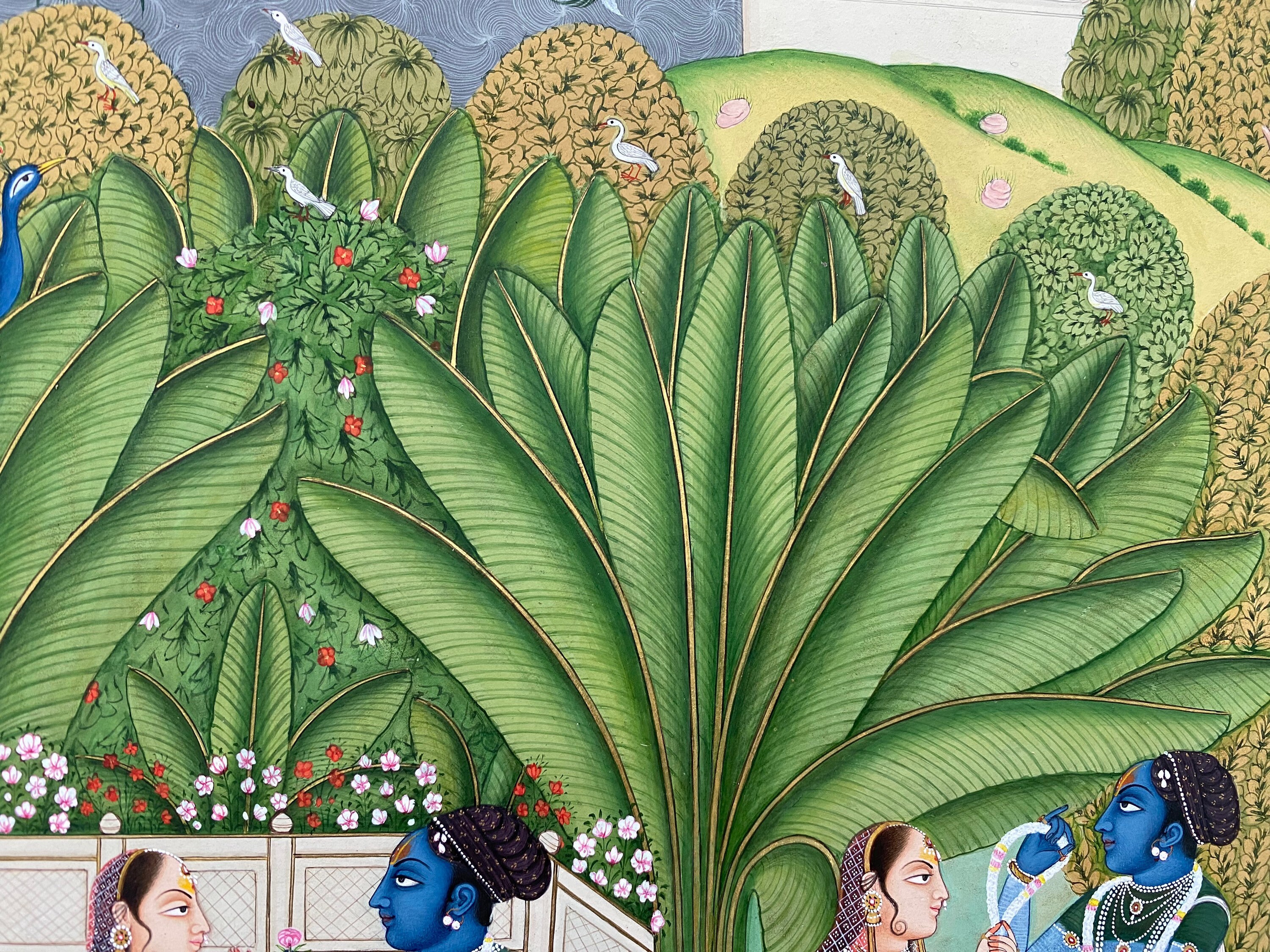 Month of Chaitra Fine Indian Miniature Traditional Painting of Bundi ...