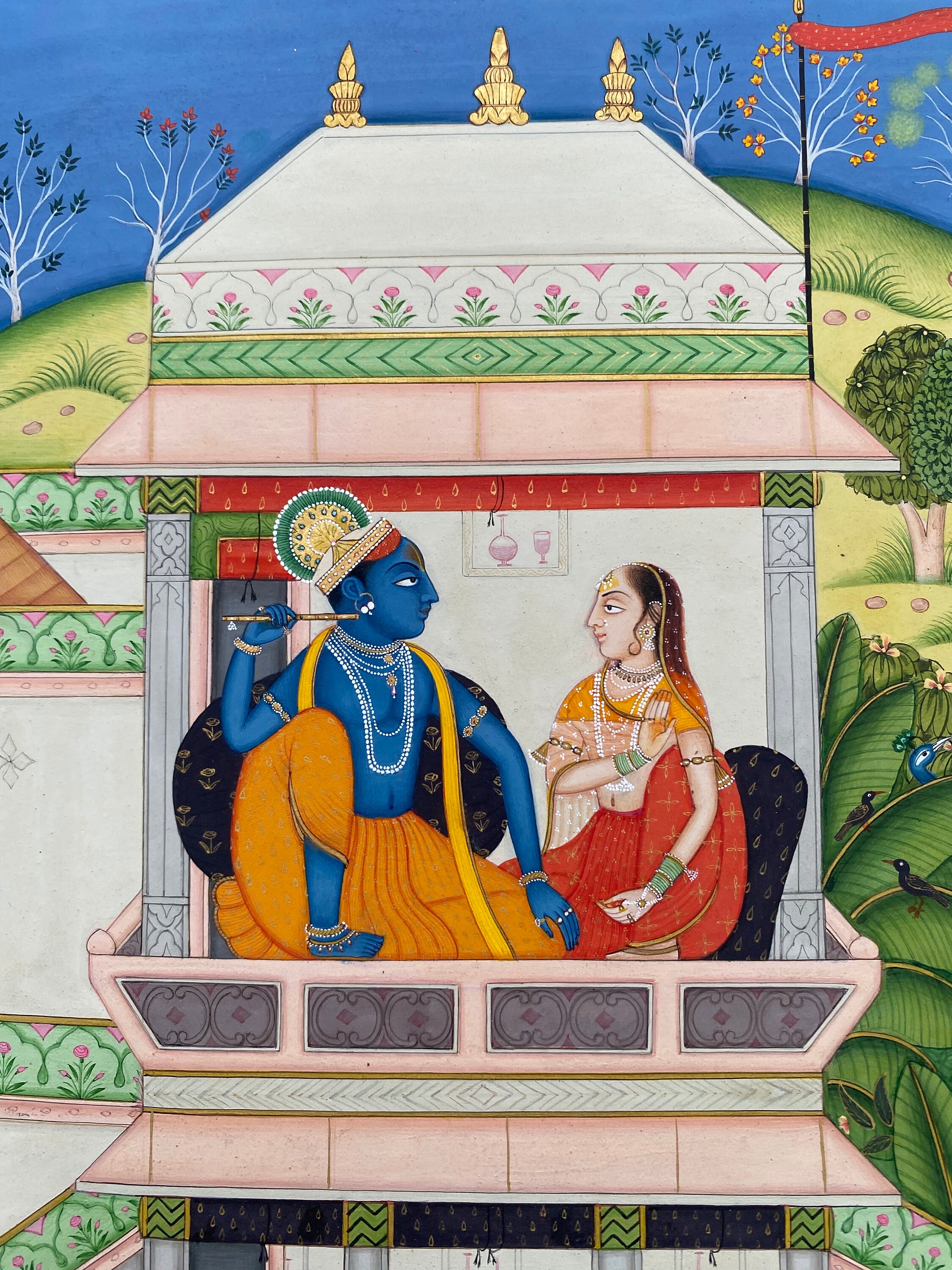 Month of Vaisakha Fine Indian Miniature Traditional Painting of Bundi ...