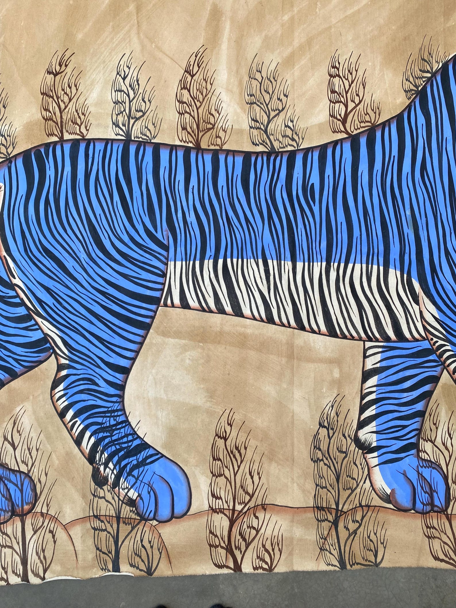 1980s Jaime Parlade Large Blue Original Handmade Tiger Painting - Etsy