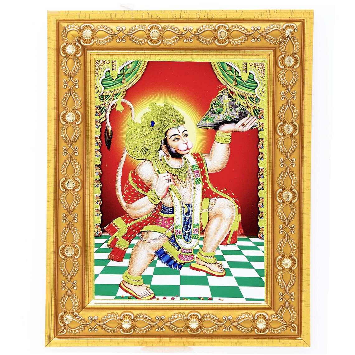Hanuman With Parvat Golden Art Work Colour Photo Print in - Etsy