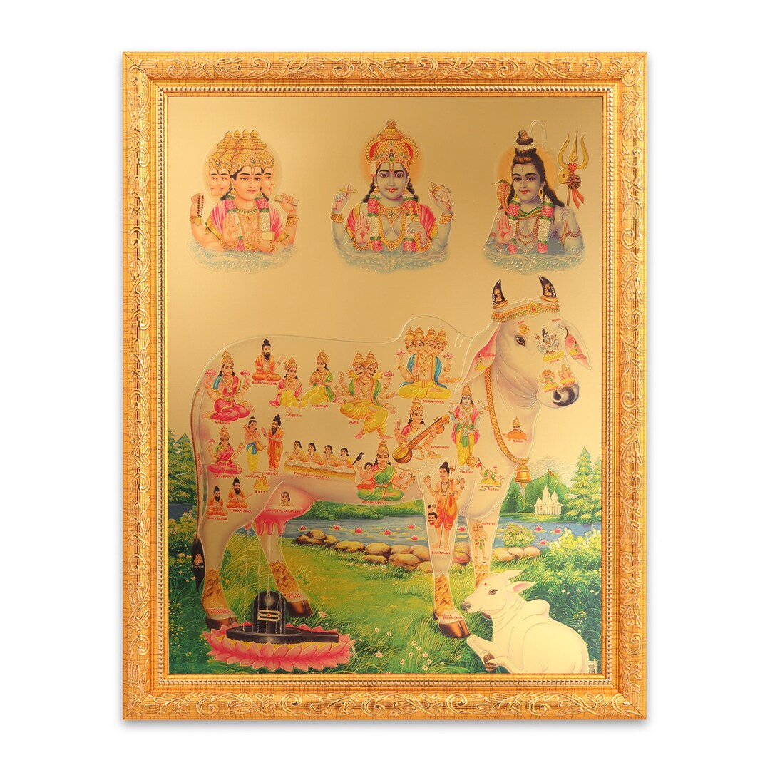 All Indian Gods33 Koti in One Frame Golden Foil Art Work Photo in ...