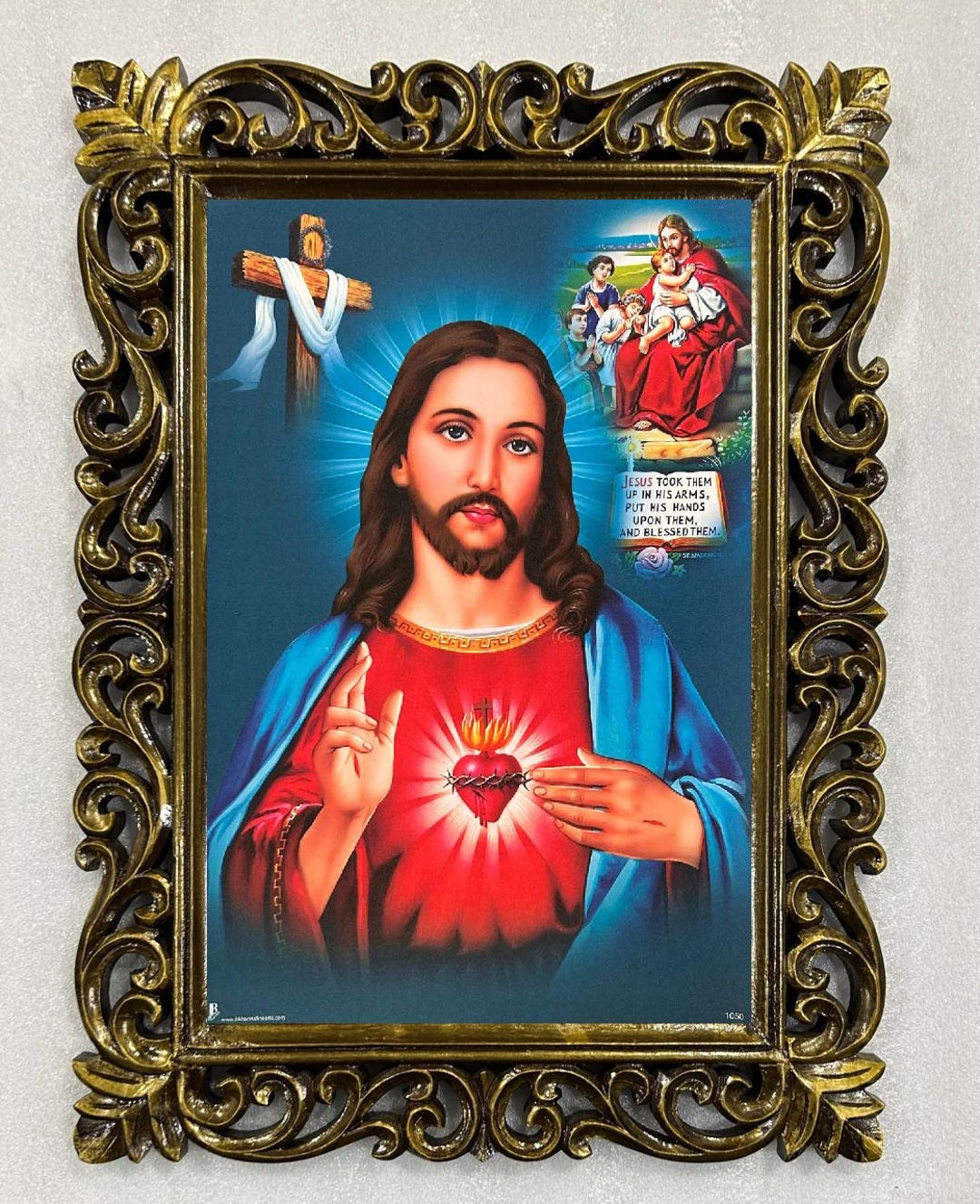 Lord Jesus Painting Print in Carved Wooden Frame (23x17 Inch) - Etsy