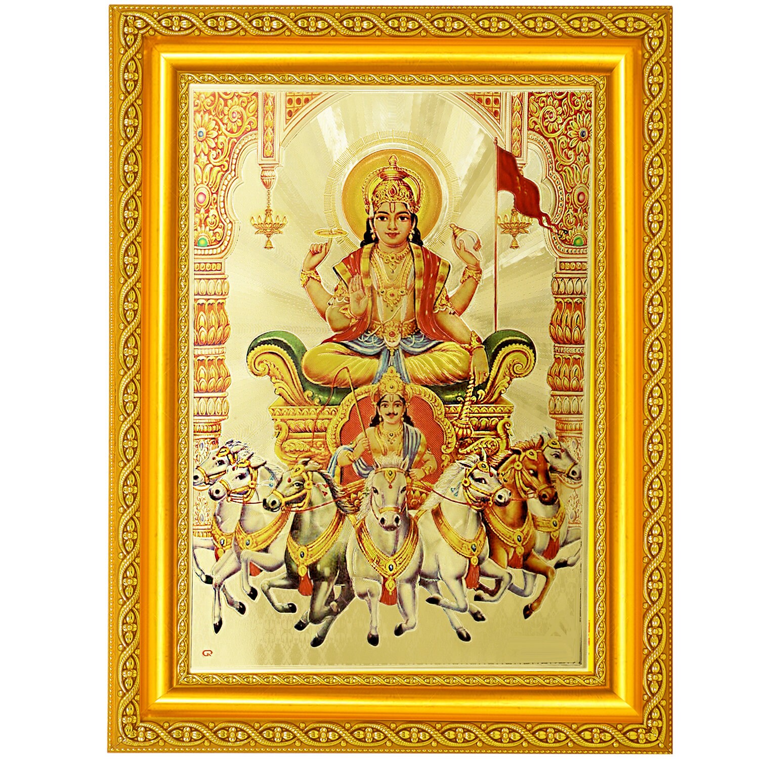 Surya Devta With Narayana Beautiful Golden Foil Photo in - Etsy Australia
