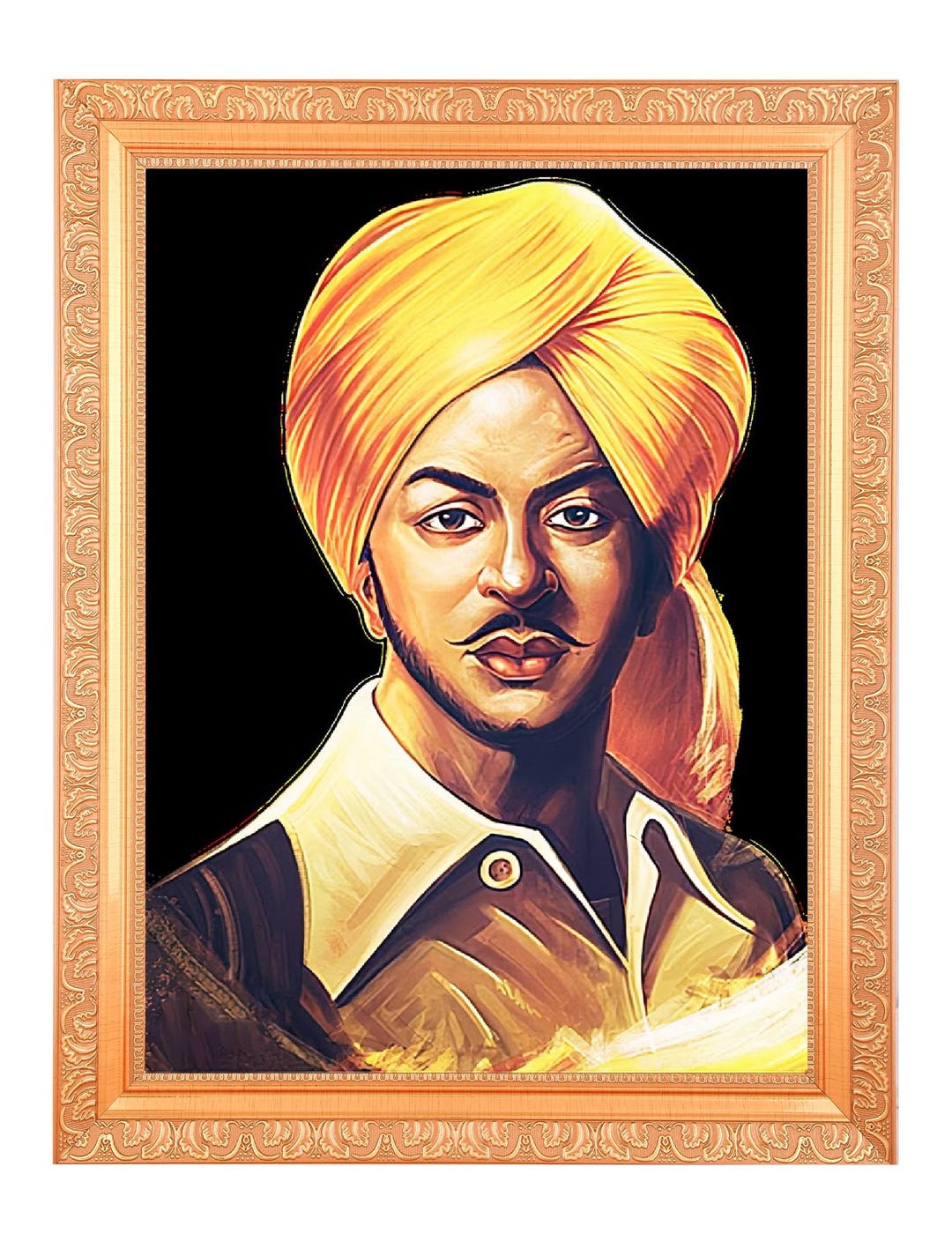 Shaheed Bhagat Singh Digital Print in Golden Artwork Frame (11 X 14 ...