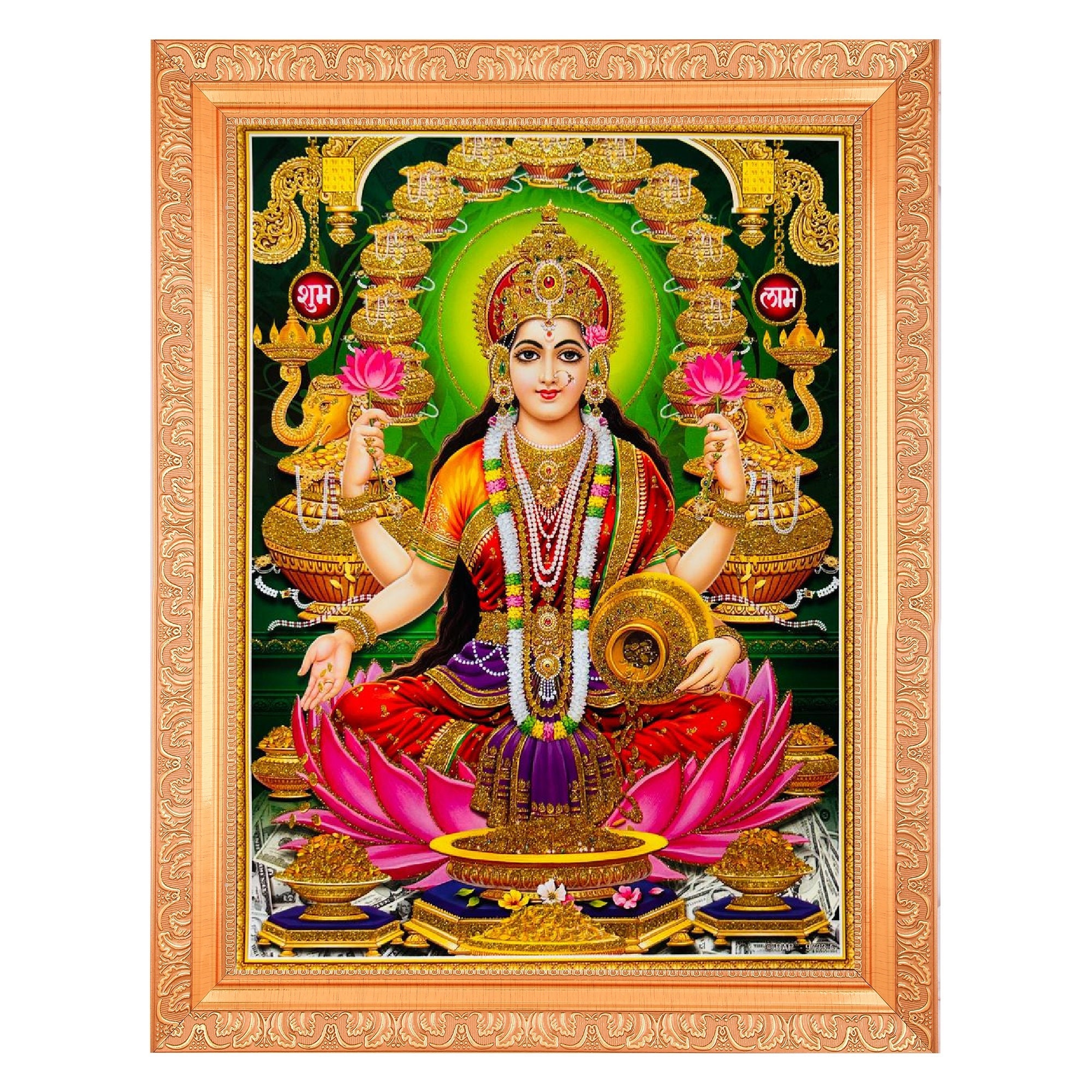 Maa Lakshmi Beautiful Golden Zari Photo in Artwork Golden - Etsy