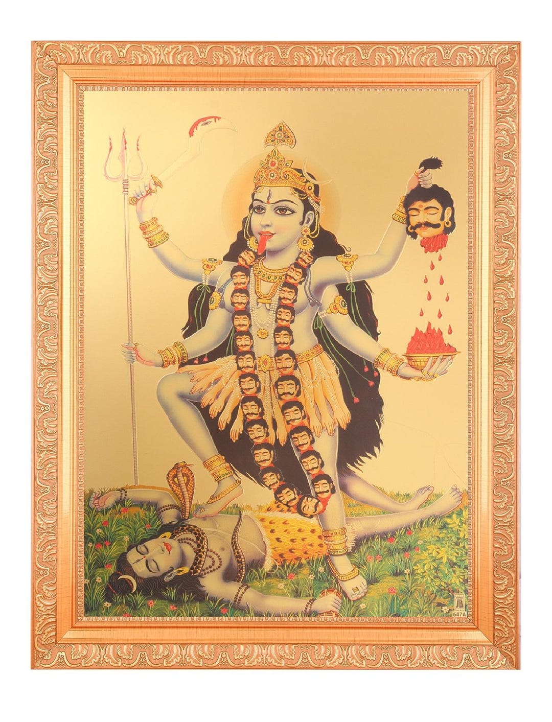 Maa Kali Beautiful Golden Foil/digital Print Photo in Golden Frame 11 X ...