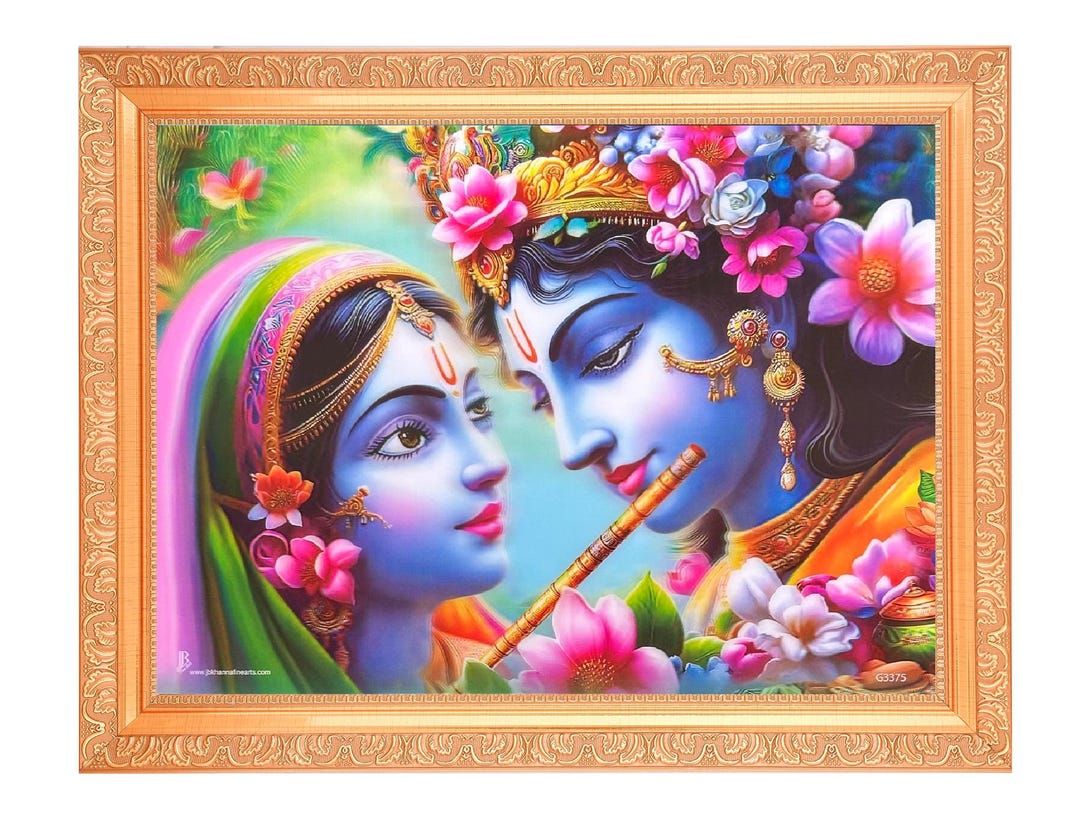 5D Radha Krishna Wall Art, Hindu Couple God Frame, Spiritual Love ...