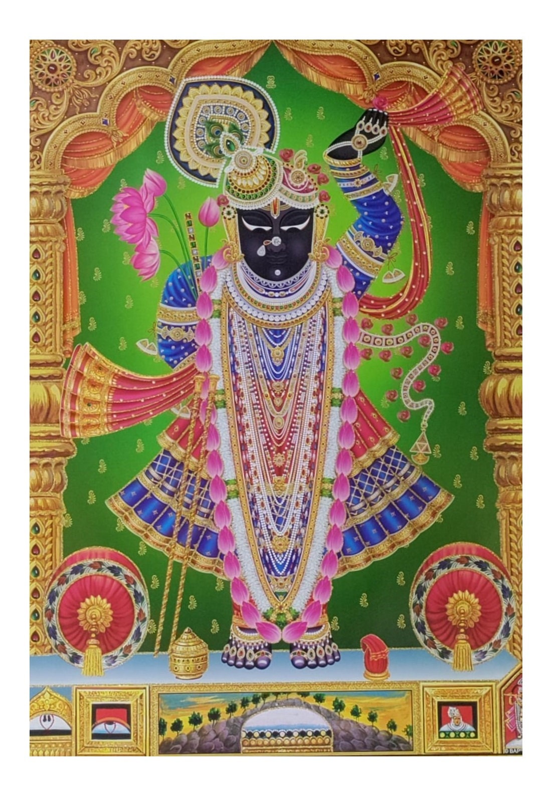 Shreenathji Golden Zari Art Work Poster Without Frame 24 X 36 - Etsy