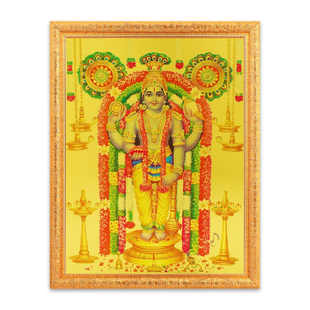Sri Guruvayur / Guruvayoorappan Beautiful Golden Foil Photo in Golden ...