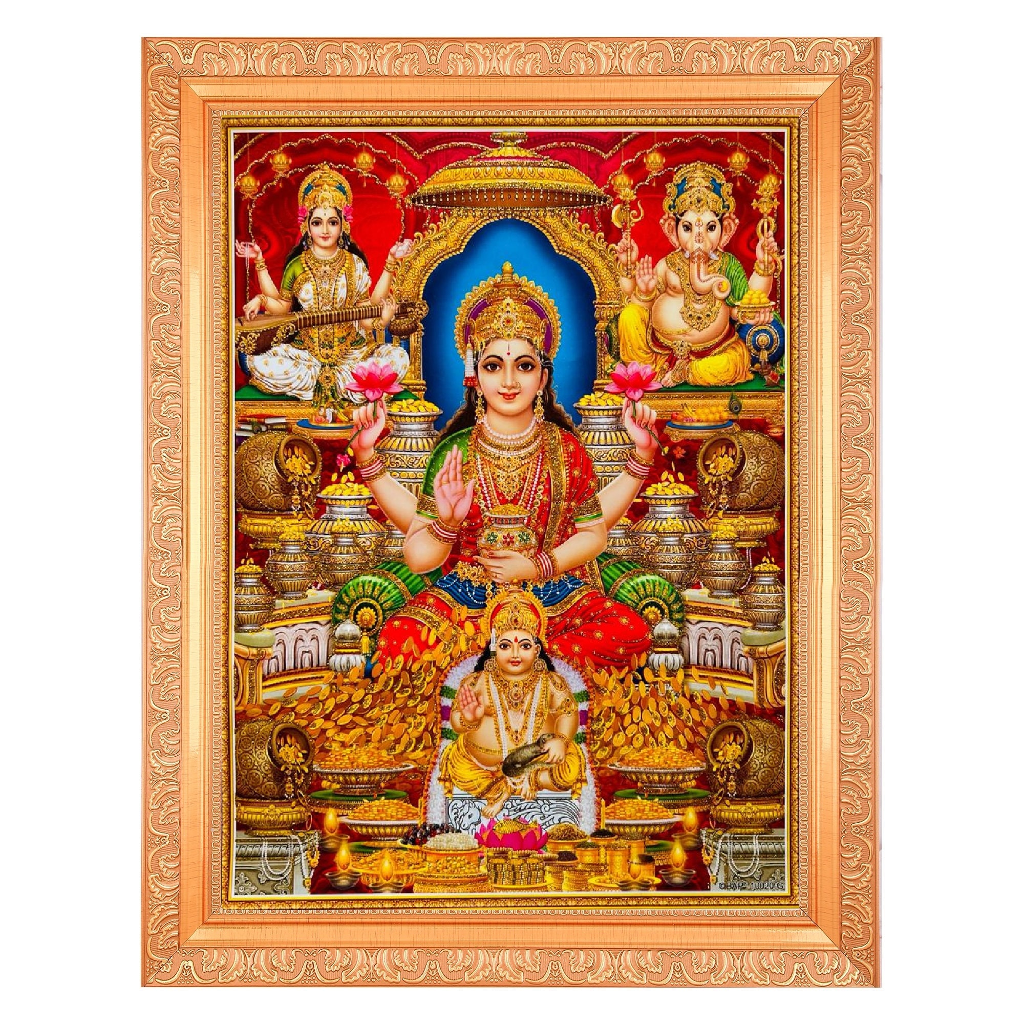 Saraswati Ganesh Lakshmi Kuber Beautiful Golden Foil Photo in - Etsy