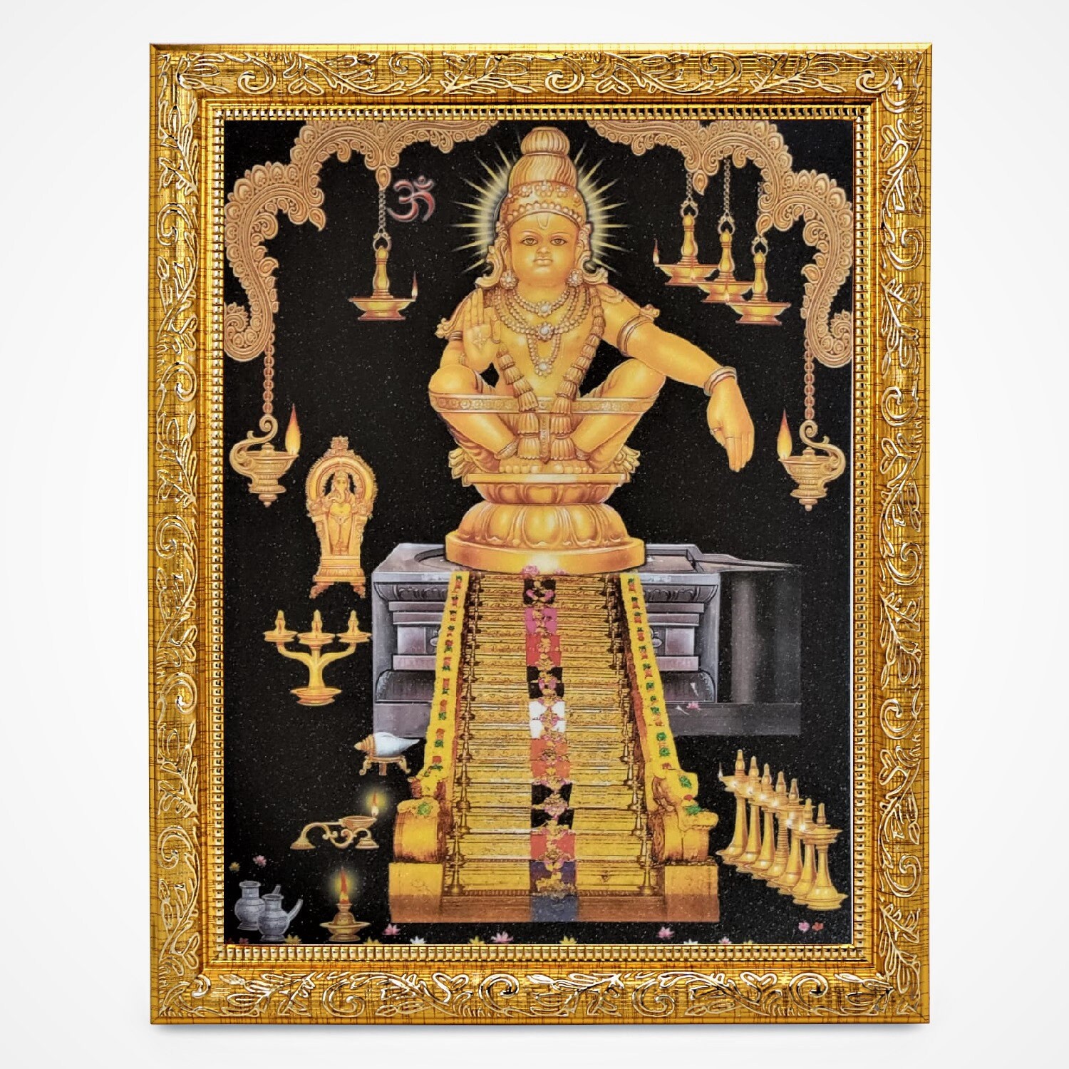 Ayyappa Swamy Sparkle Art Print in Golden Frame (11 X 14 Inches) - Etsy
