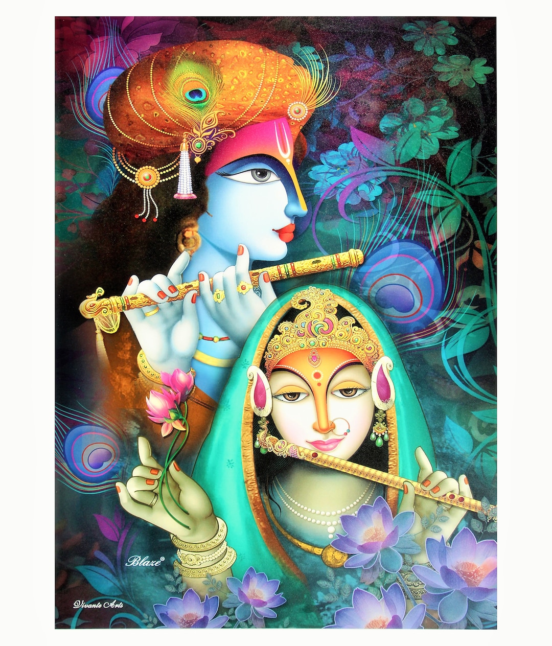 Modern Art Radha Krishna Texture Coated Fine Print Poster Without Frame ...