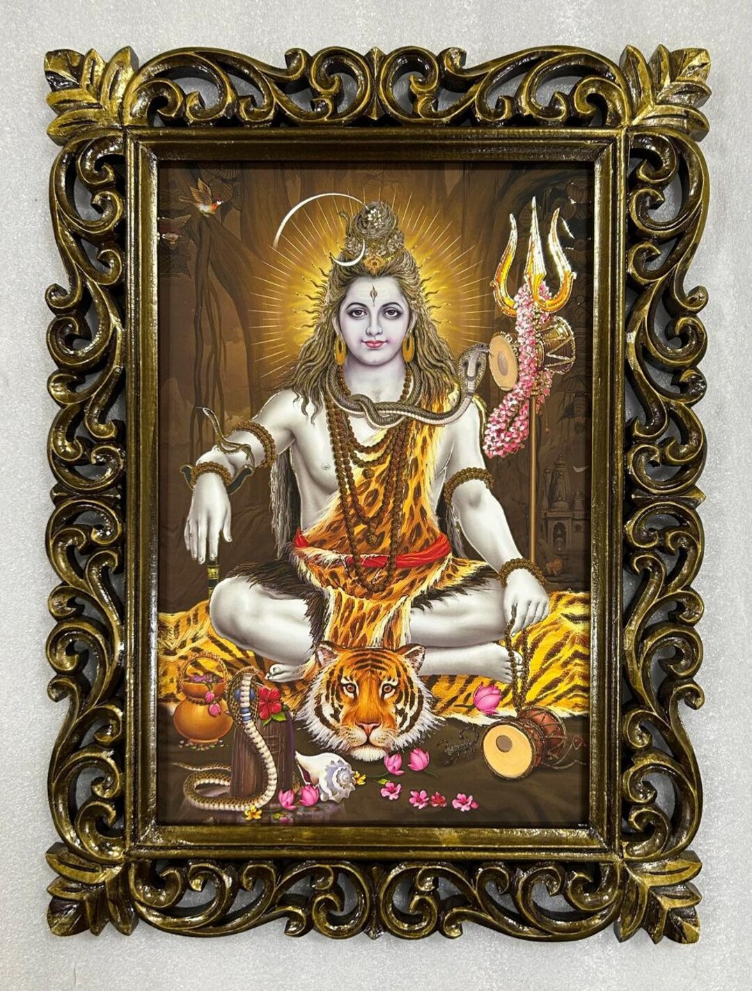 Bholenath Artistic Gold Work Photo Design Painting Print in Carved ...