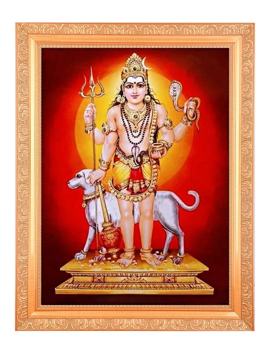Mahakal Bhairav Digital Print Photo in Golden Artwork Frame (11 X 14 ...