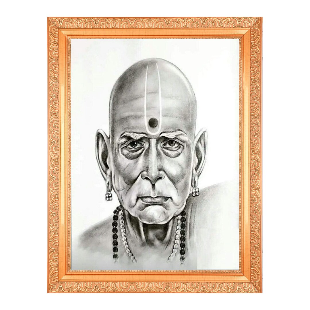Swami Samarth Artistic Painting Digital Print Photo in Golden Artwork ...