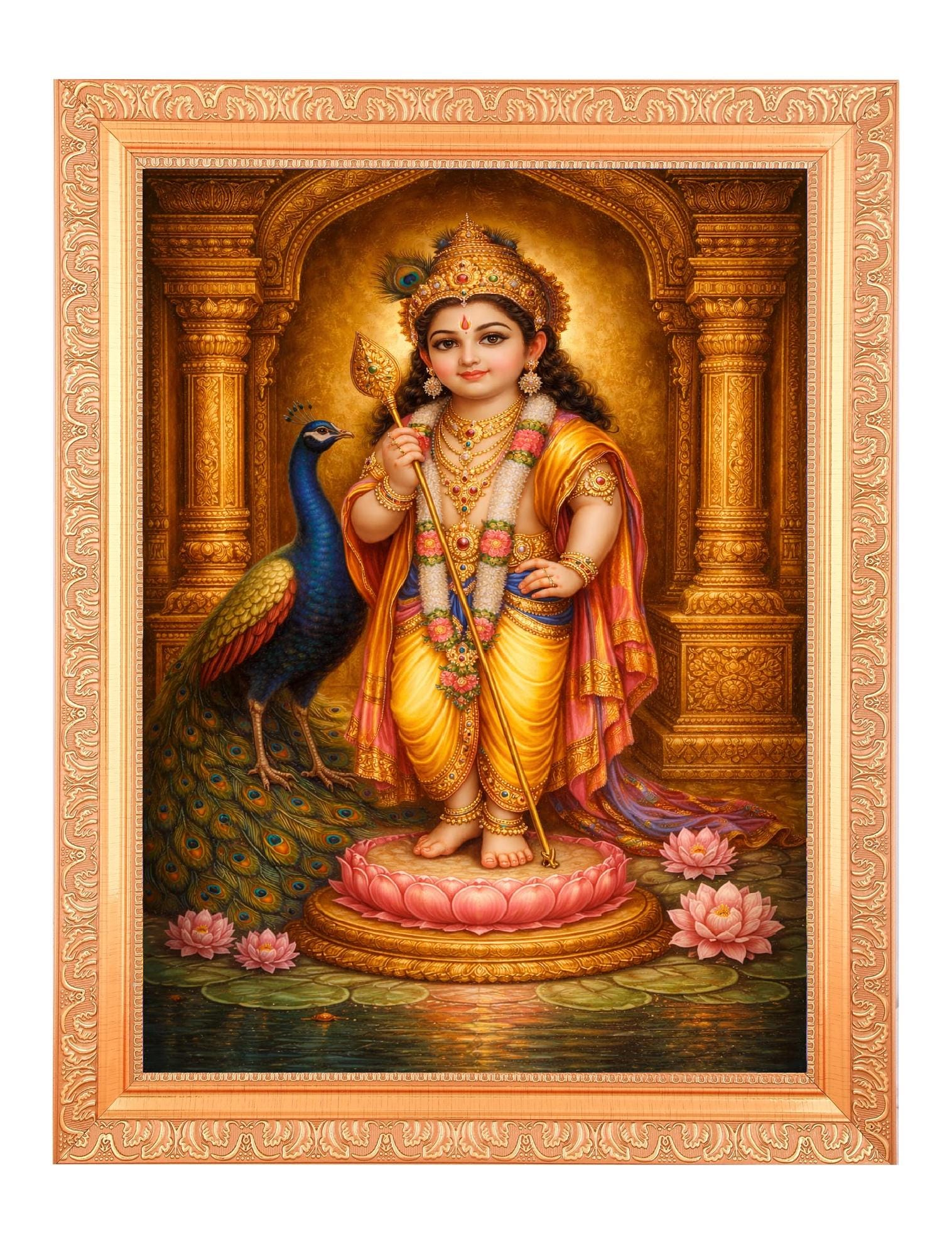 Bala Subramanya, Lord Murugan Digital Artwork Print in Ornate Gold ...