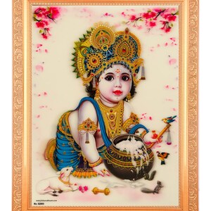 Bal Krishna 5D Effect Photo in Golden Frame (14 X 18 Inches) - Etsy